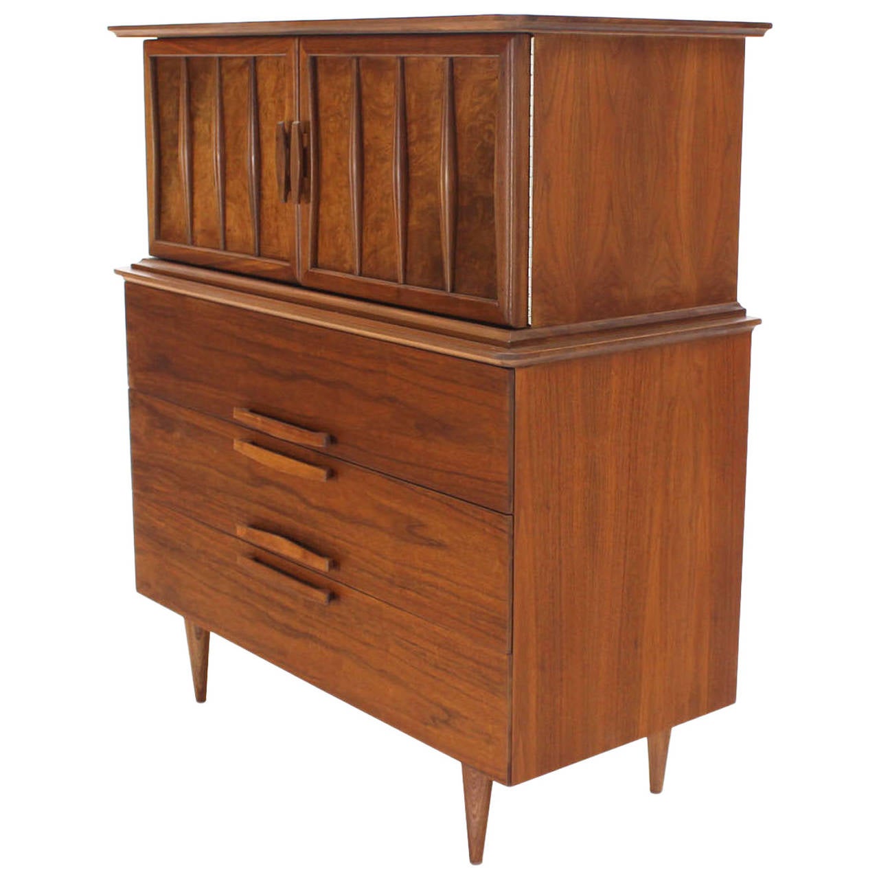 Oiled Walnut Five-Drawer High Chest at 1stDibs