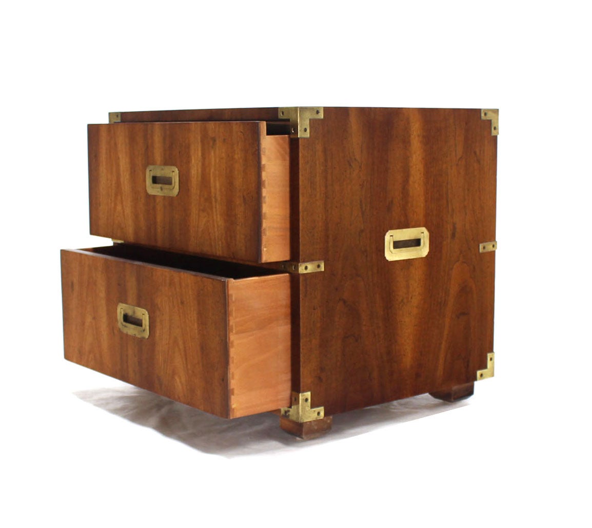 Two-Drawer Campaign Side Table with Cabinet at 1stDibs