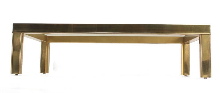 Heavy Brass Large Rectangular Mid-Century Modern Coffee Table by ...