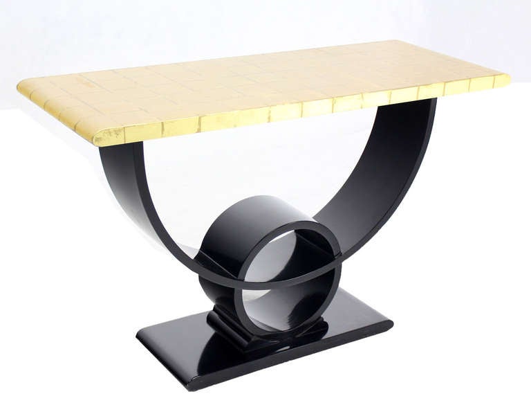 Gold Leaf Top Mid Century Modern Style Console Sofa Table at 1stDibs