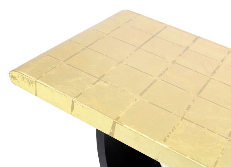 Gold Leaf Top Mid Century Modern Style Console Sofa Table at 1stDibs