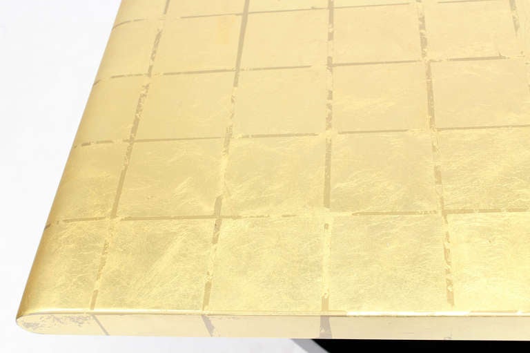 Gold Leaf Top Mid Century Modern Style Console Sofa Table at 1stDibs