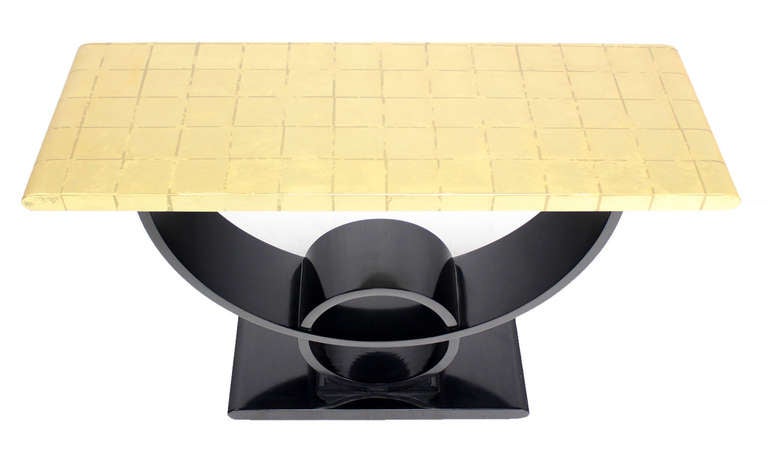 Gold Leaf Top Mid Century Modern Style Console Sofa Table at 1stDibs
