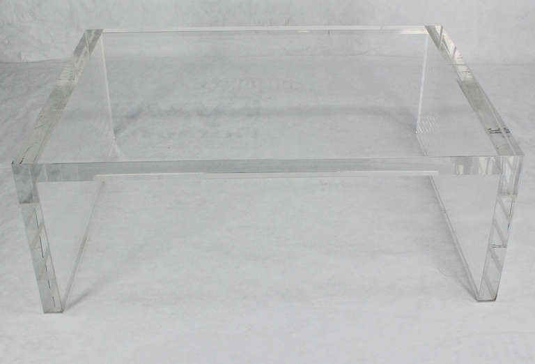 2" Thick Lucite Mid Century Modern Coffee Table at 1stDibs