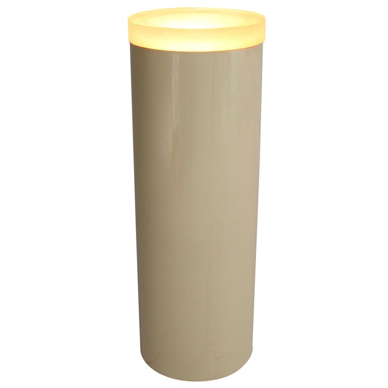 Light-Up Cylinder Round Pedestal in Fiberglass with Thick Lucite "Lens ...