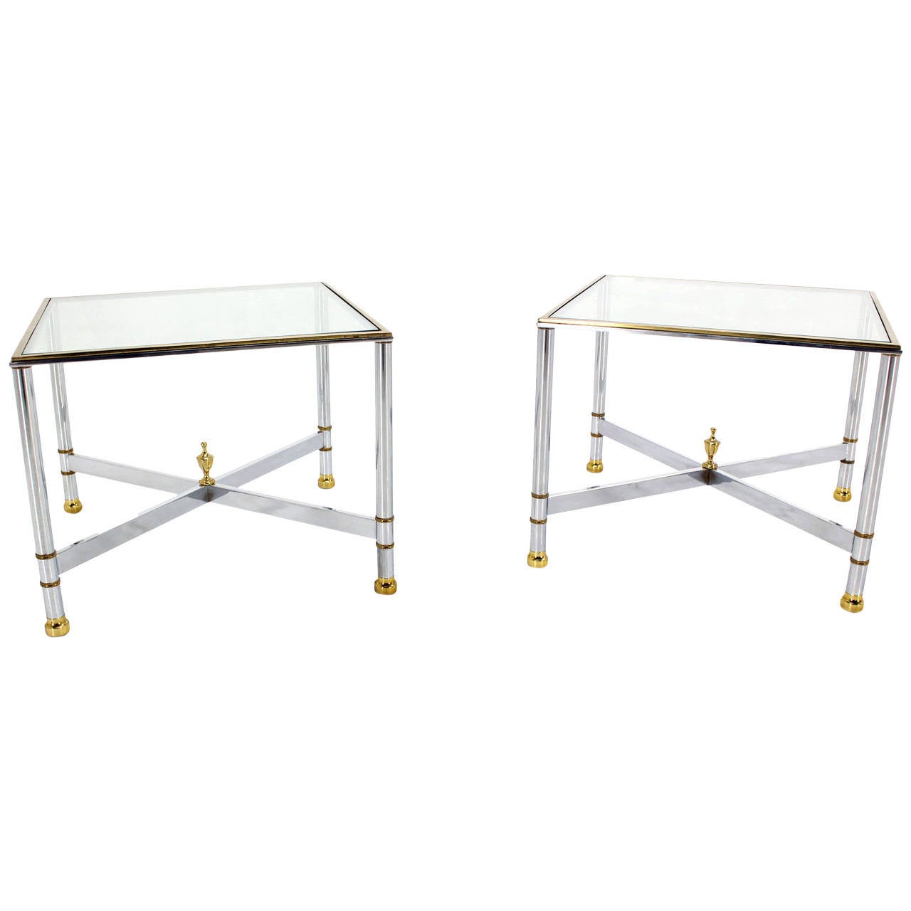 Pair of Mid Century Modern X Base End or Side Tables For Sale at 1stDibs