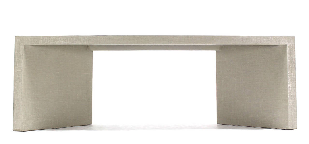 Linen Cloth Mid-Century Modern Console Table of Unusual Shape at 1stDibs
