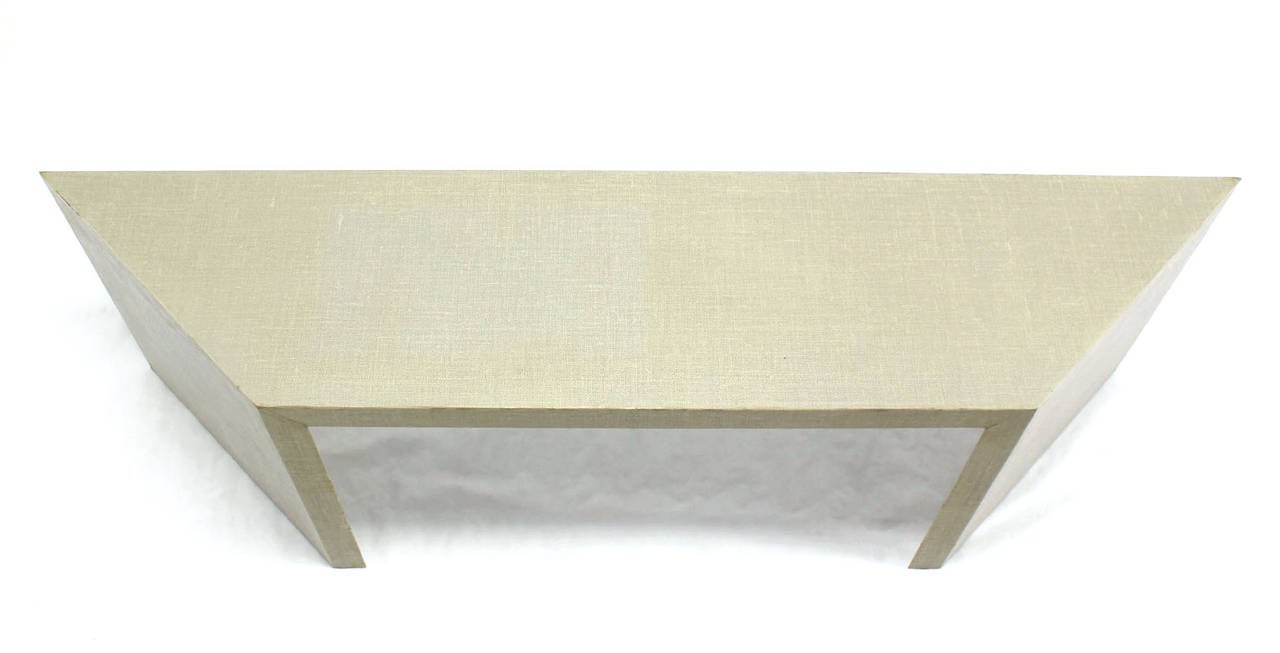Linen Cloth Mid-Century Modern Console Table of Unusual Shape at 1stDibs