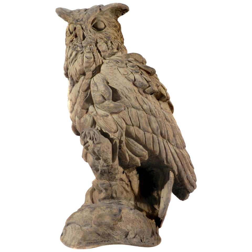 Nicely Detailed Terracotta Owl at 1stDibs