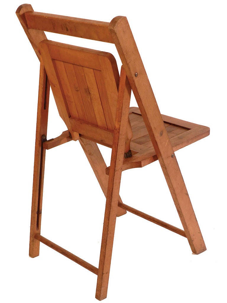 Early Wood Slat Folding Chairs - Set of 4 at 1stDibs | vintage wooden ...
