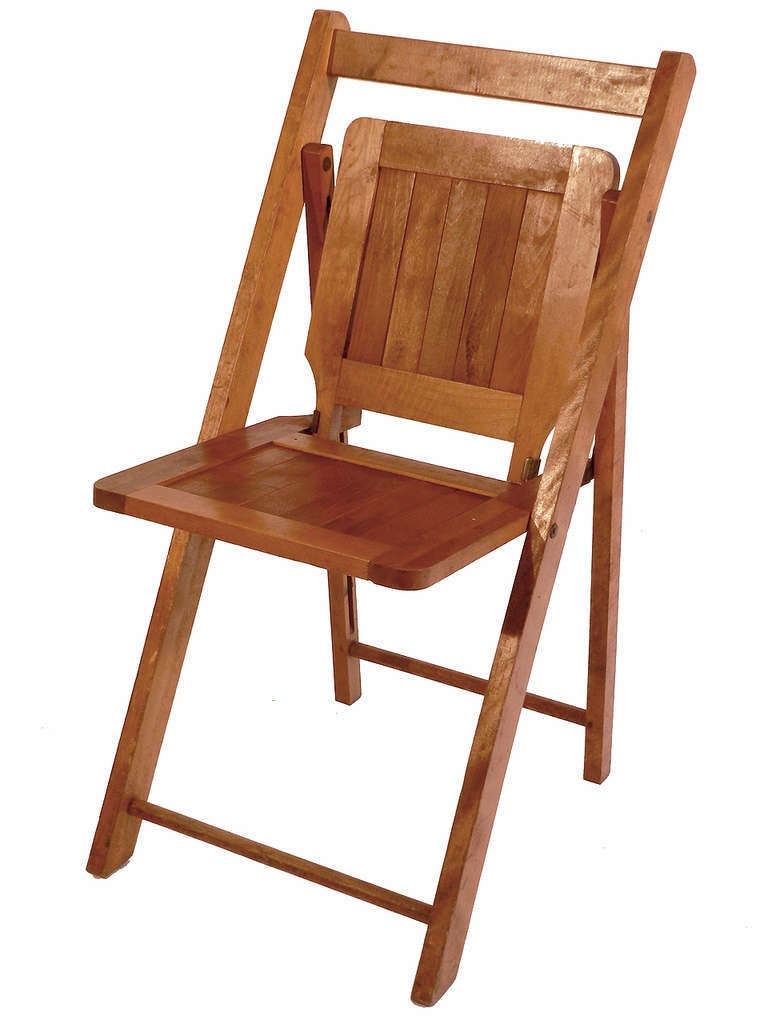 Early Wood Slat Folding Chairs - Set of 4 at 1stDibs | vintage wooden ...
