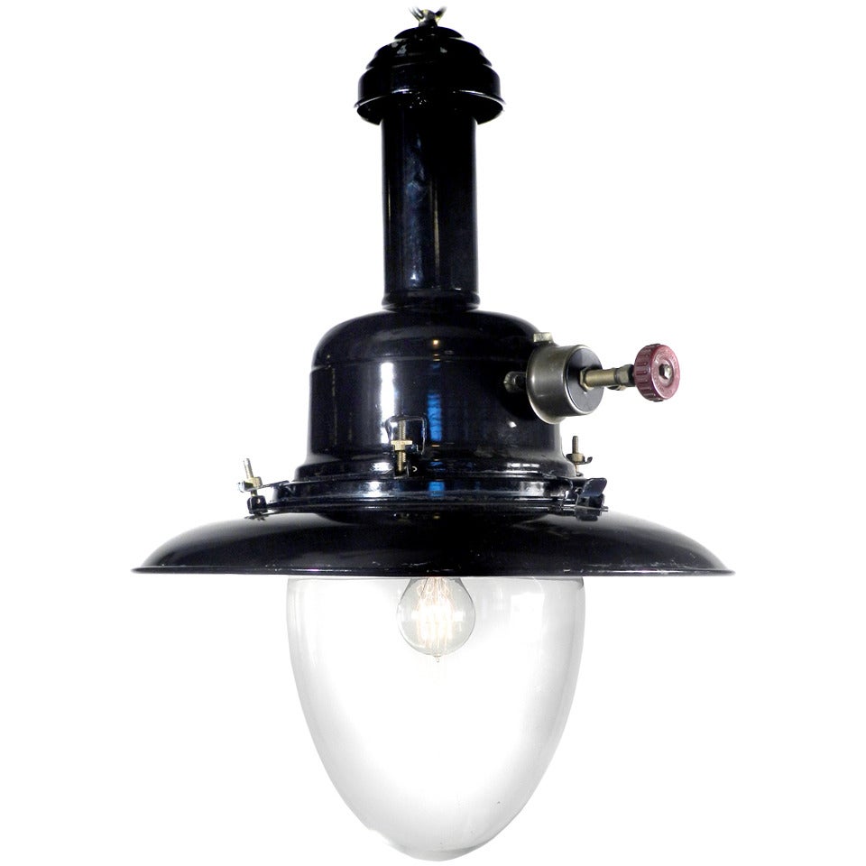 Unique Dark Blue Porcelain Gas Lamp at 1stDibs