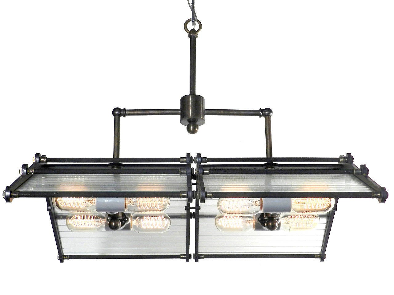 Large Double Chevron Eight-Light Chandelier at 1stDibs