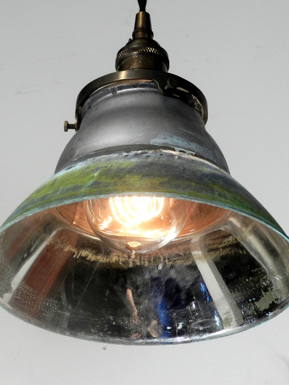 Verdigris Copper Mercury Glass Mirrored Pendants at 1stDibs