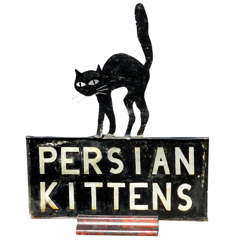Early Tin Cat House Sign at 1stDibs