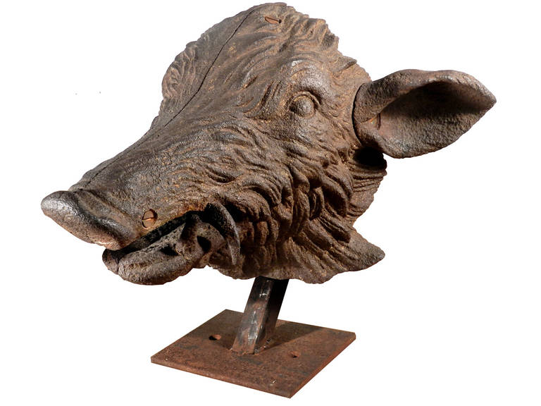 Cast Iron Boars Head Architectural Ornament at 1stDibs