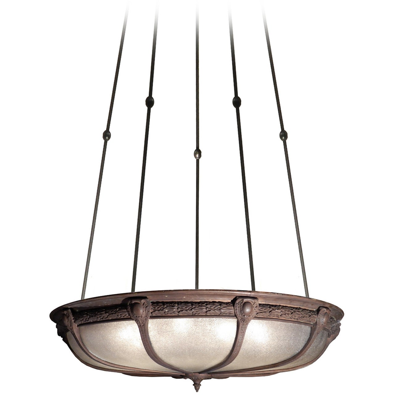 Monumental Pebbled Glass Theater Dome Light at 1stDibs