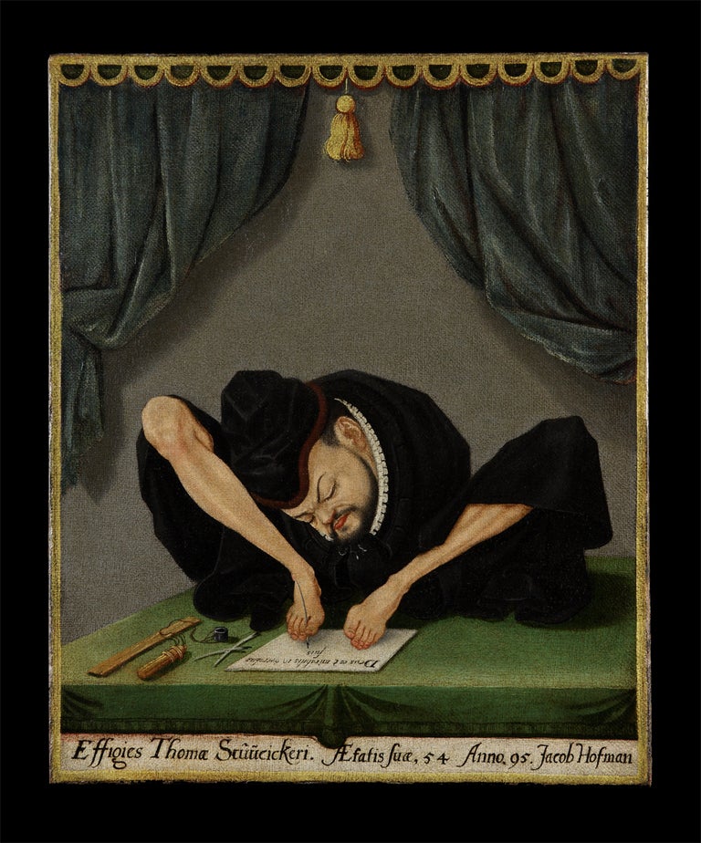 Portrait Of The Armless Calligrapher Thomas Schweiker By Jakob Hoffmann ...