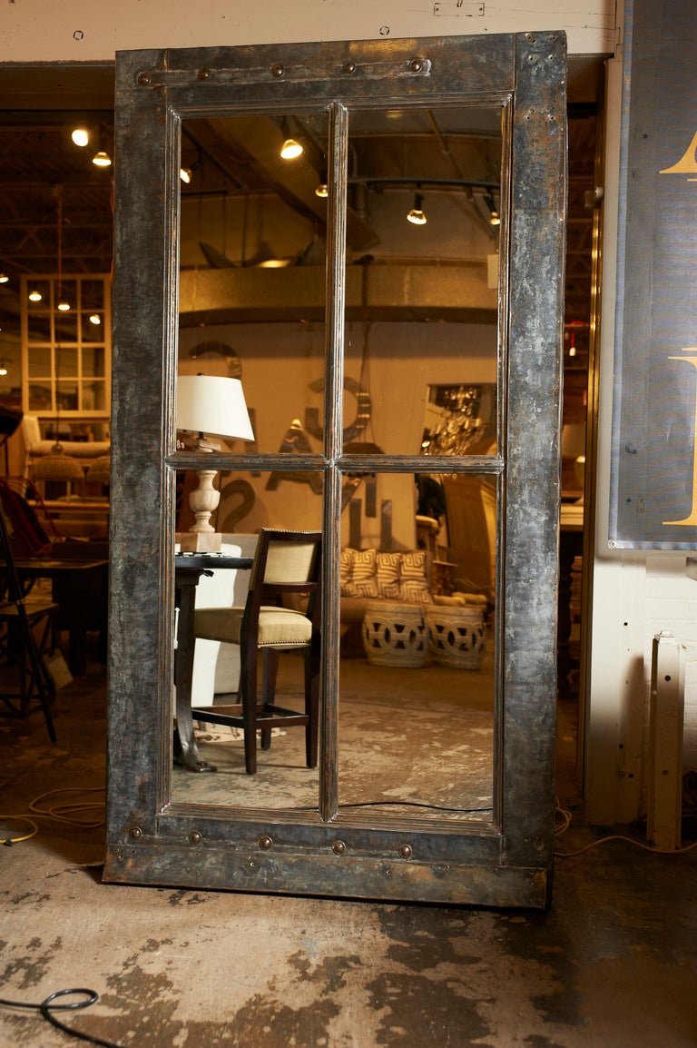 Zinc clad window frame, c. 1900, now with mirror glass at 1stDibs