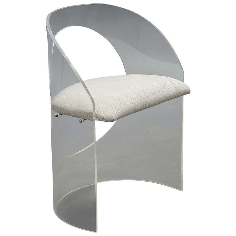 Lucite Mid-Century Curved Back Vanity Chair at 1stDibs | vanity chair ...