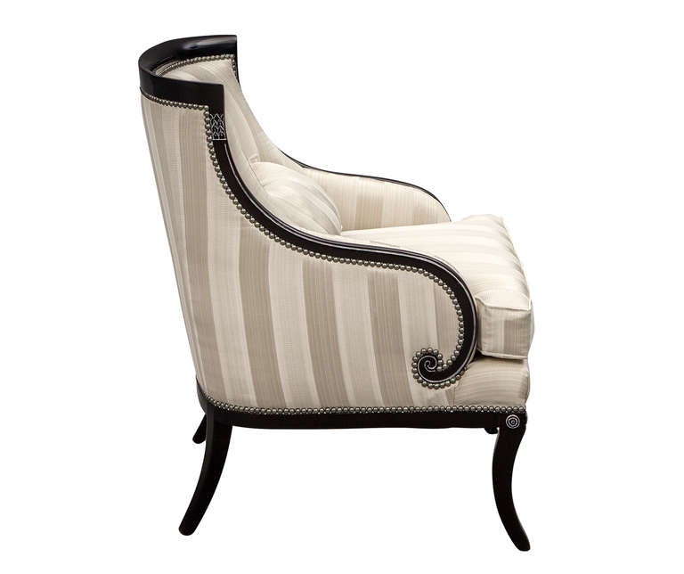 Pair of Hollywood Regency Parlor Lounge Chairs with Ottomans at 1stDibs