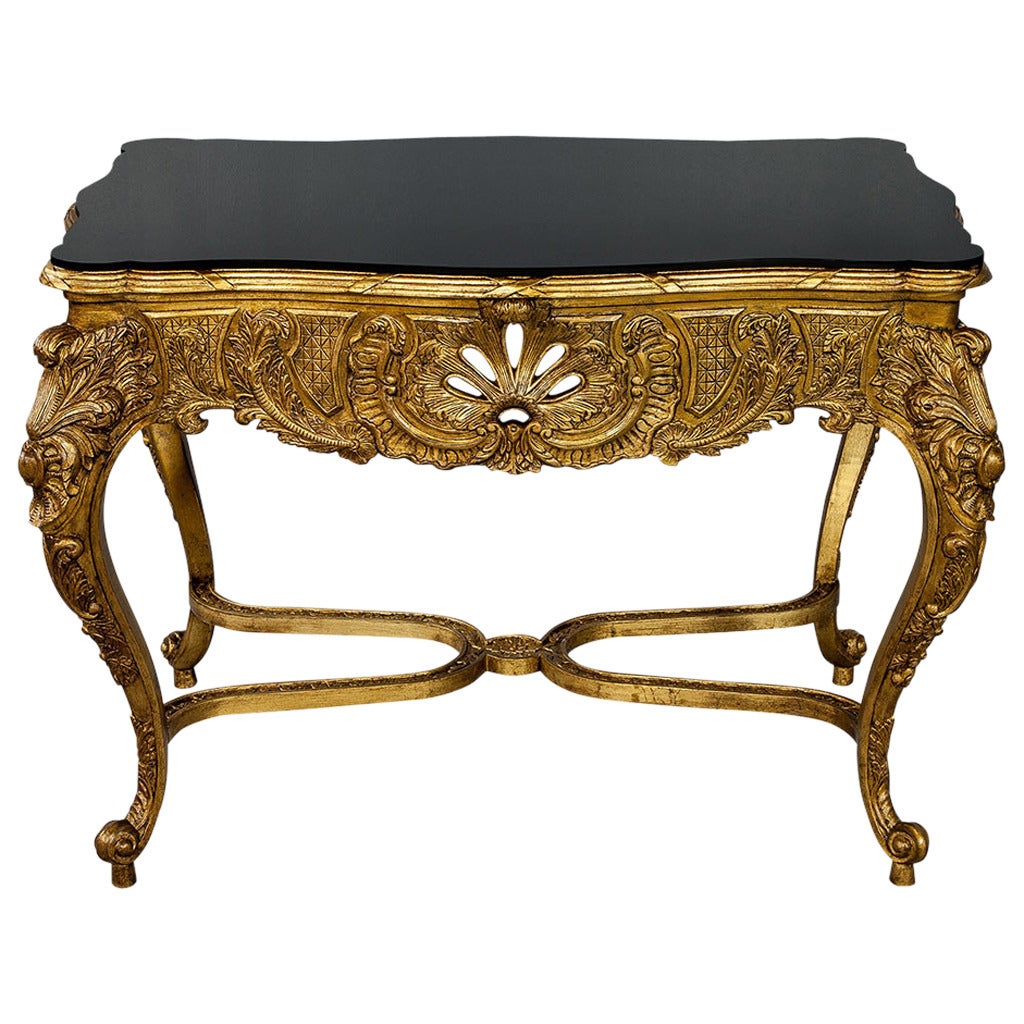 Ornately Carved Rococo Style, Giltwood Console Table at 1stDibs