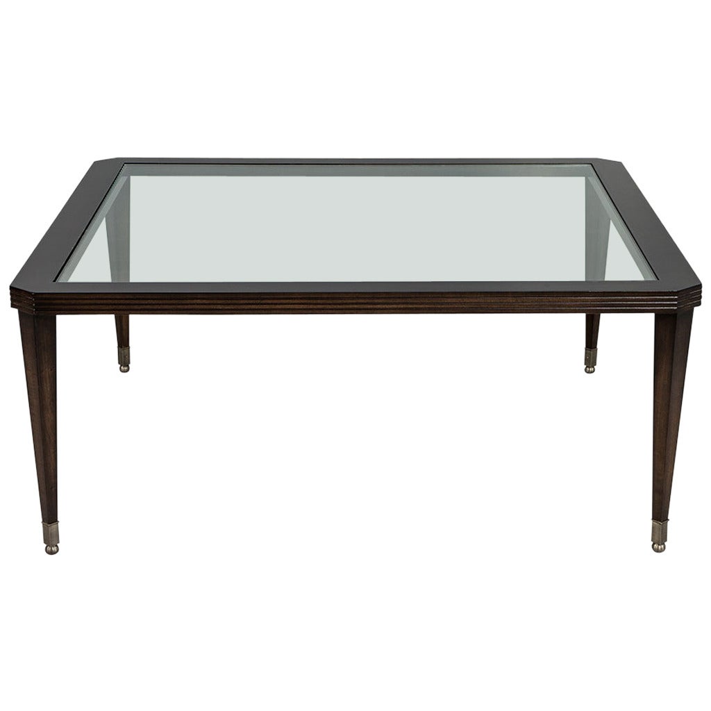 Walnut, Square Glass-Top Cocktail Table at 1stDibs