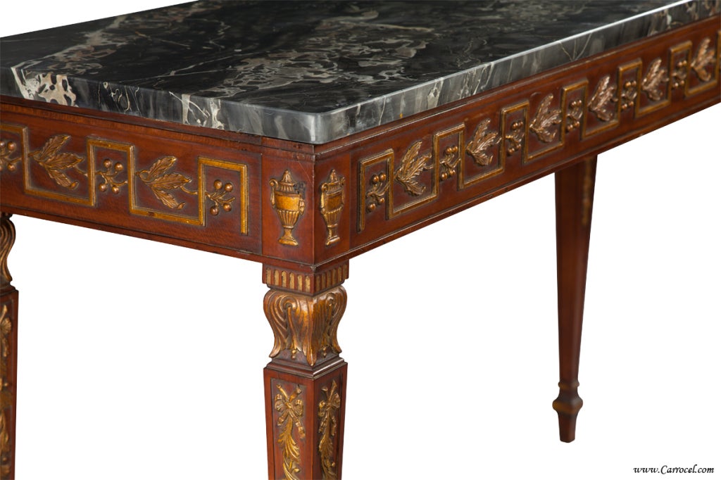 Antique Marble Top Mahogany Gilded Console Hall Entrance Table at ...