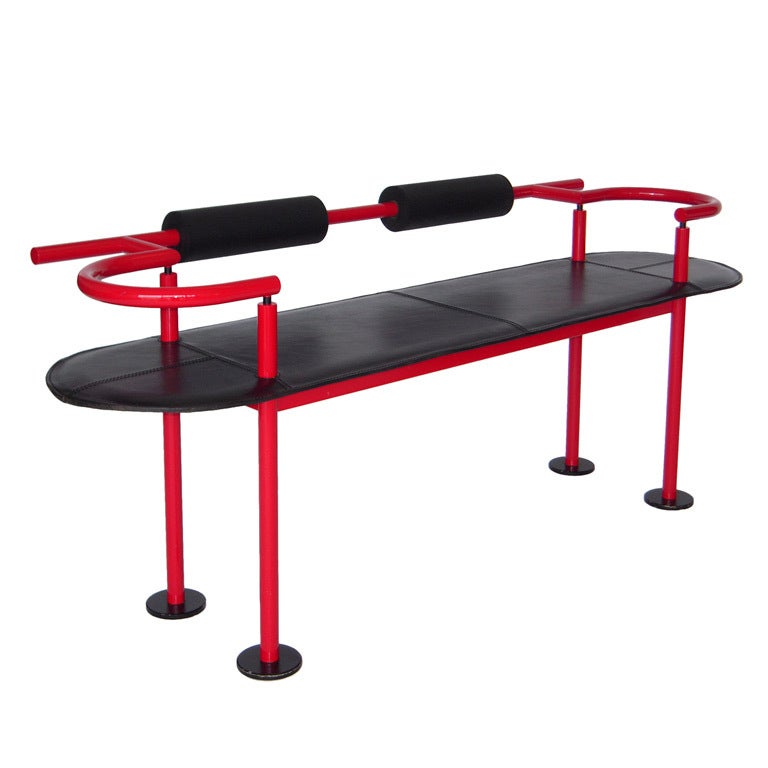 Post Modern Leather Bench attributed to Ettore Sottsass at 1stDibs