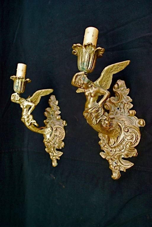 antique pair of angel sconces at 1stDibs | angel wall sconces
