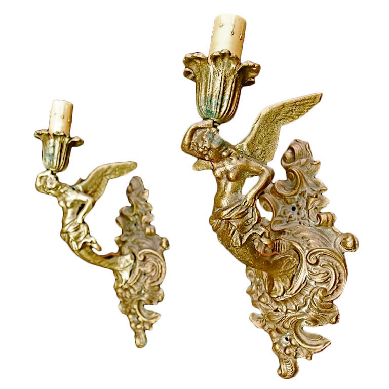 antique pair of angel sconces at 1stDibs | angel wall sconces