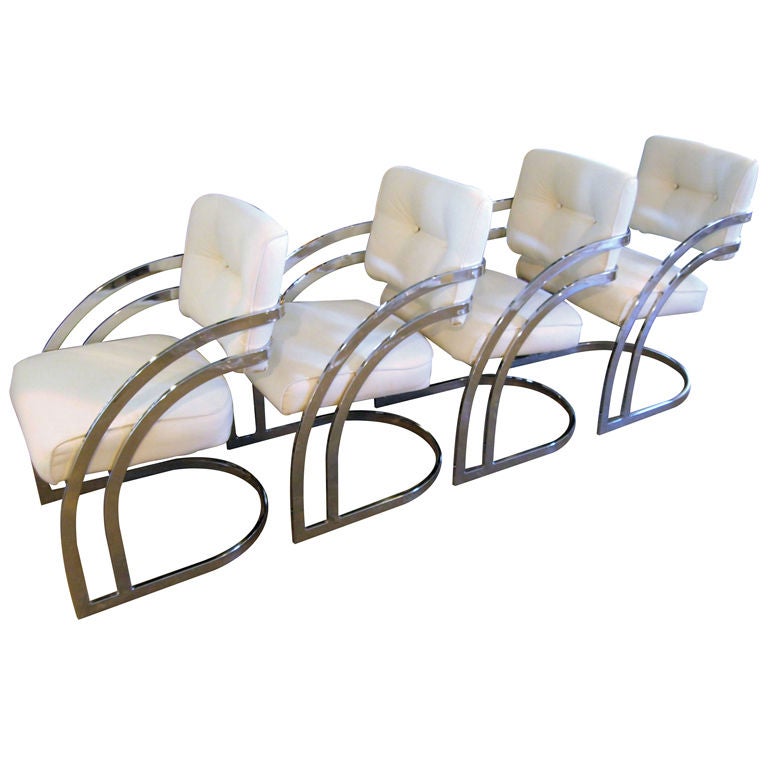 4 Chrome Lounge Chairs at 1stDibs