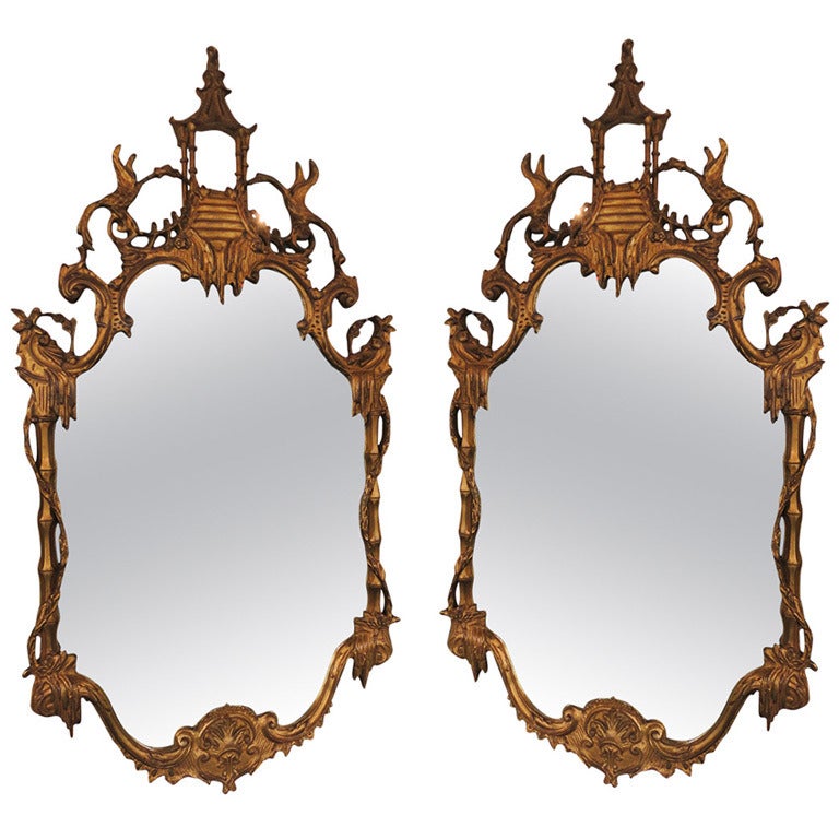 Pair of Pagoda Mirrors at 1stDibs