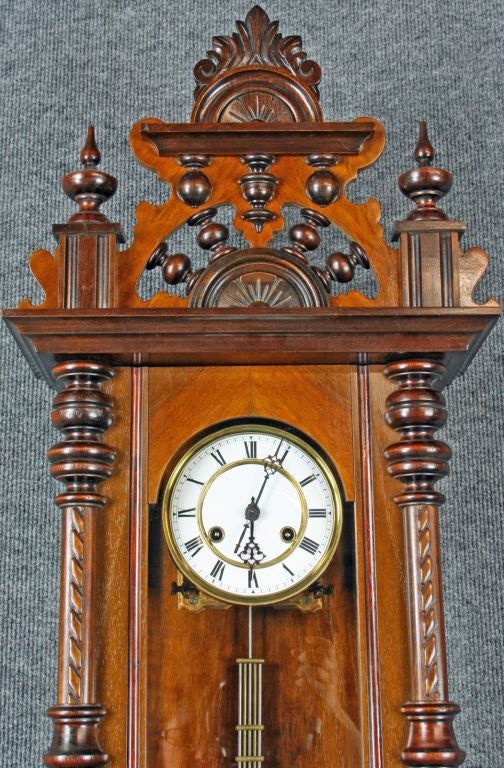 Antique Vienna Regulator Wall Clock RS Carved Walnut at 1stDibs