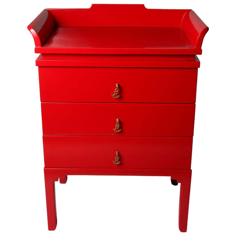 Red Chest with Three Drawers by Kozma For Sale at 1stDibs
