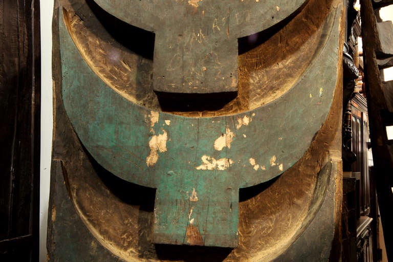 Monumental Morung Carving with Five Mithun Head Decoration at 1stDibs