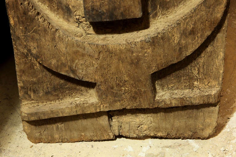 Monumental Morung Carving with Five Mithun Head Decoration at 1stDibs