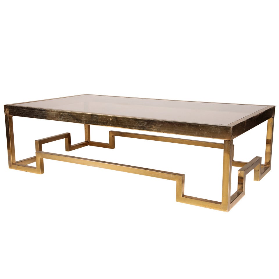 Brass Coffee Table with Glass Top at 1stDibs