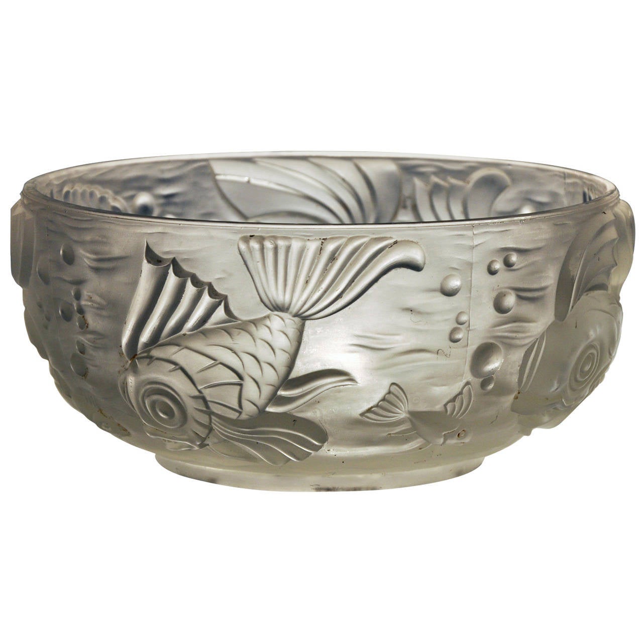 Molded And Frosted Glass Bowl At 1stdibs