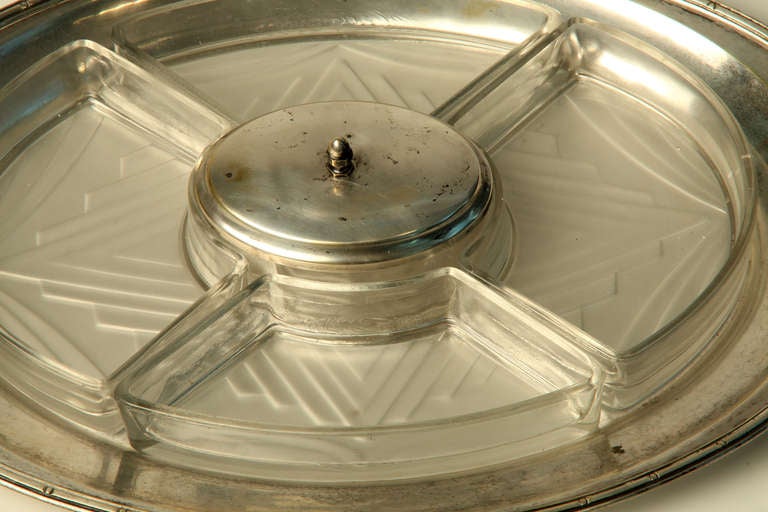 French Serving Tray with Glass Compartments For Sale at 1stDibs