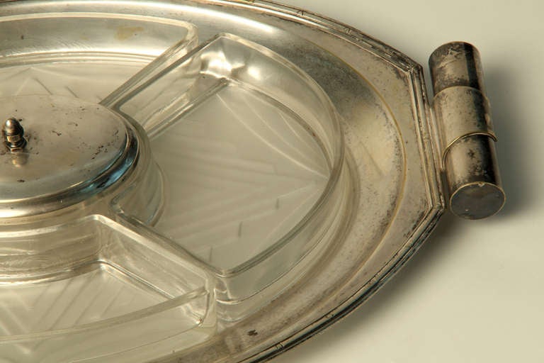 French Serving Tray with Glass Compartments For Sale at 1stDibs