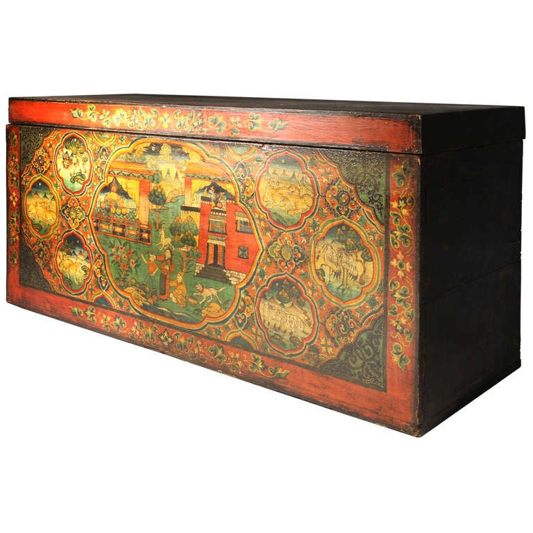 Tibetan Painted Chest at 1stDibs