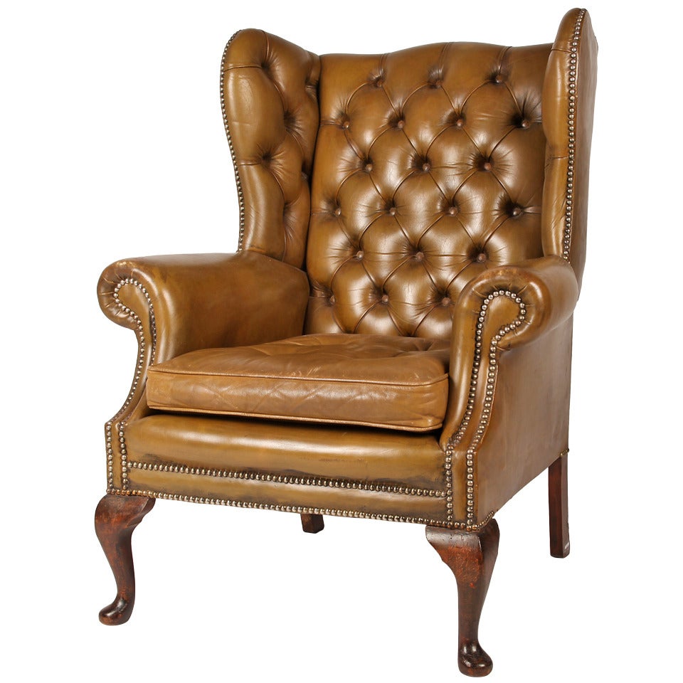 Green Leather Chair at 1stDibs