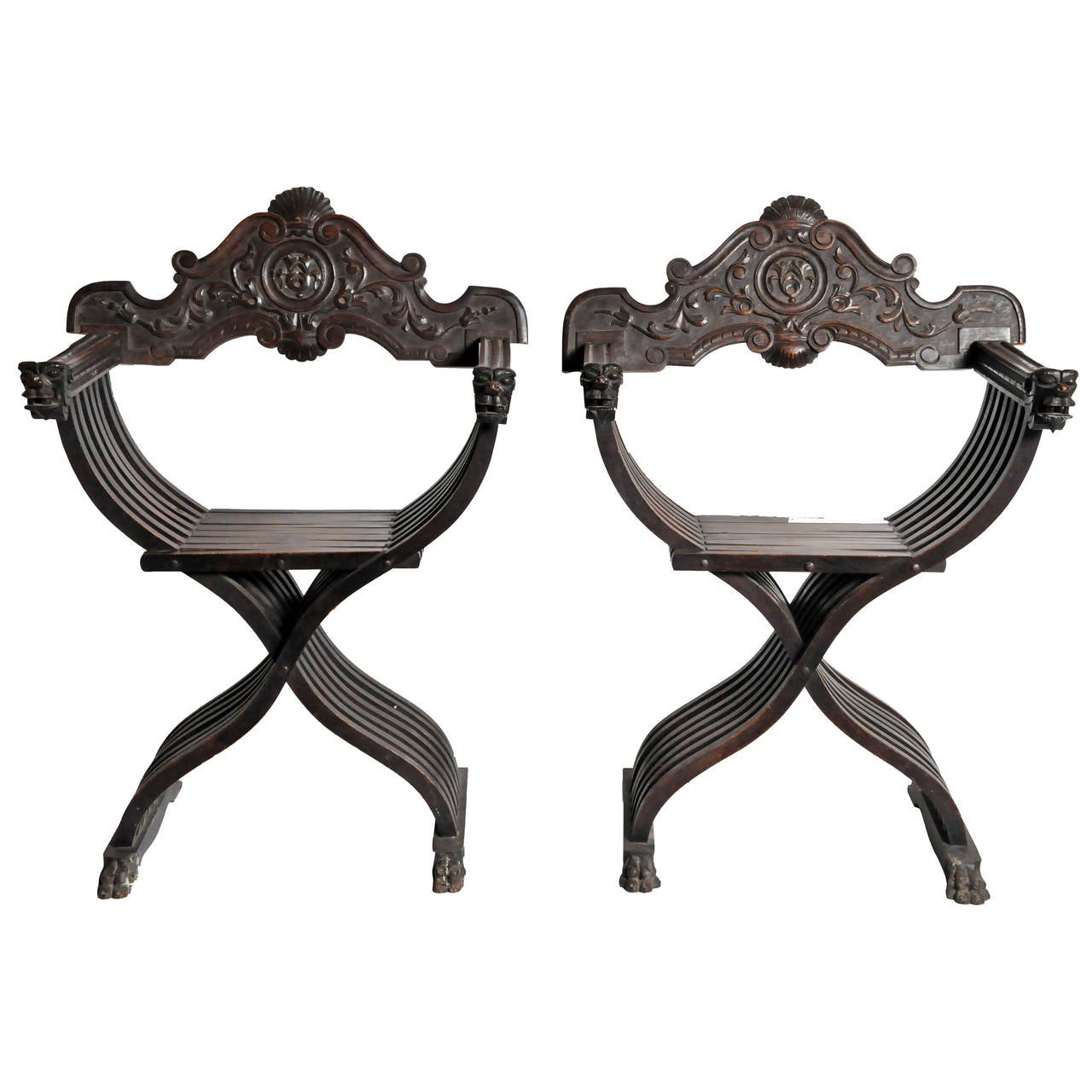 Pair of Italian Renaissance-Style Savonarola Chairs at 1stDibs ...