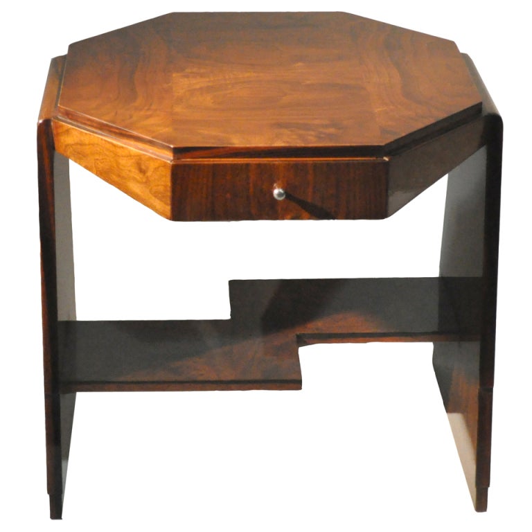 Art Deco Octagonal Side Table with Drawer at 1stDibs