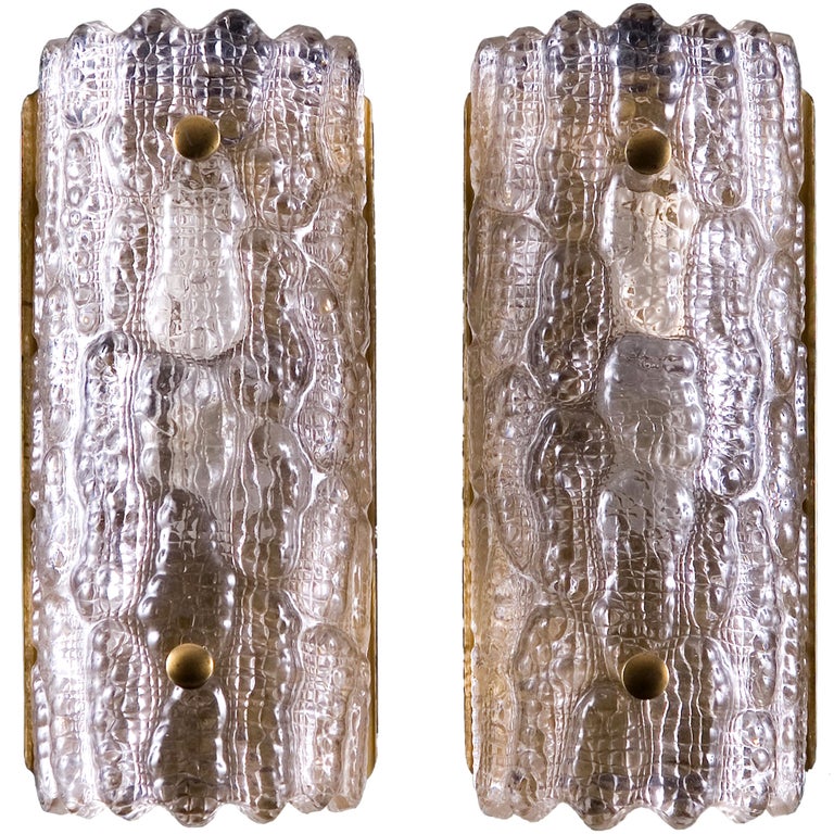 Pair of Orrefors Glass Wall Lights / Sconces by Carl Fagerlund For Sale ...