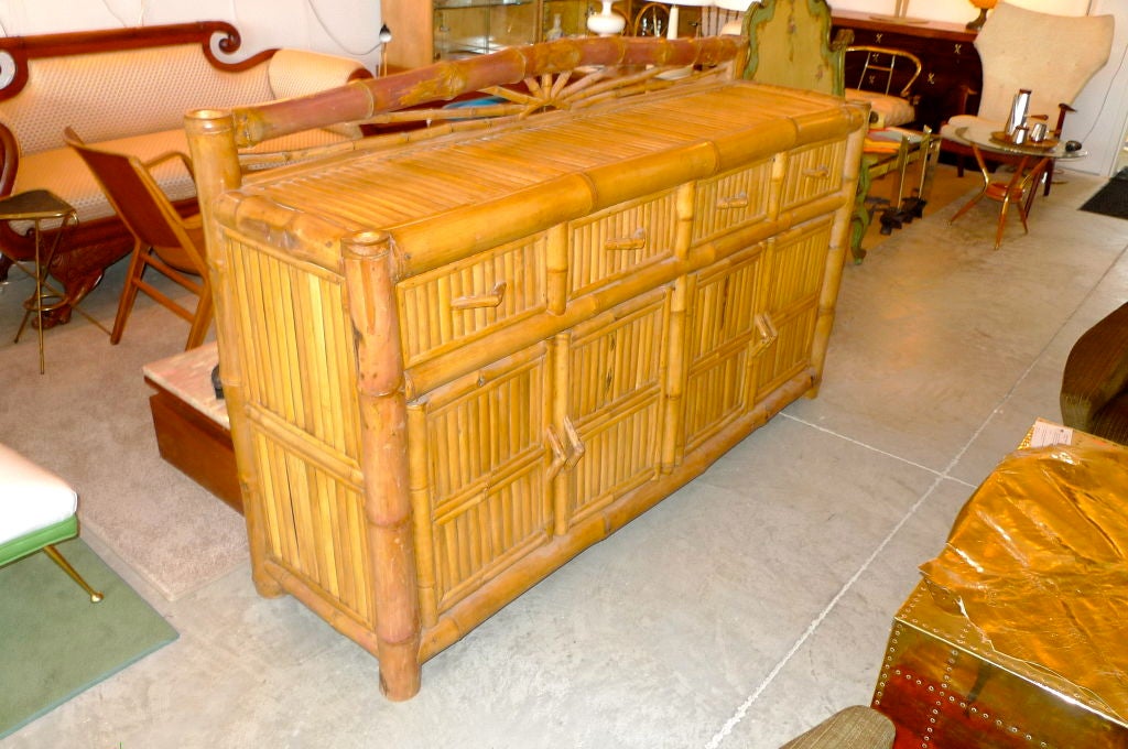 Vintage Bamboo Server Sideboard For Sale at 1stDibs