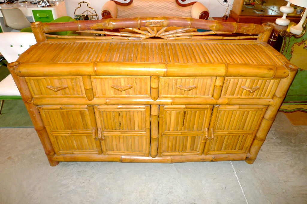 Vintage Bamboo Server Sideboard For Sale at 1stDibs