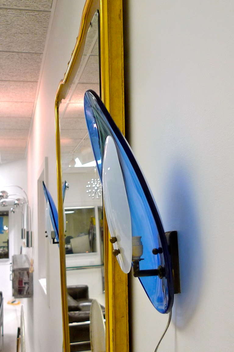 Pair of 1950's Italian Blue and White Cristal Arte Sconces at 1stDibs ...