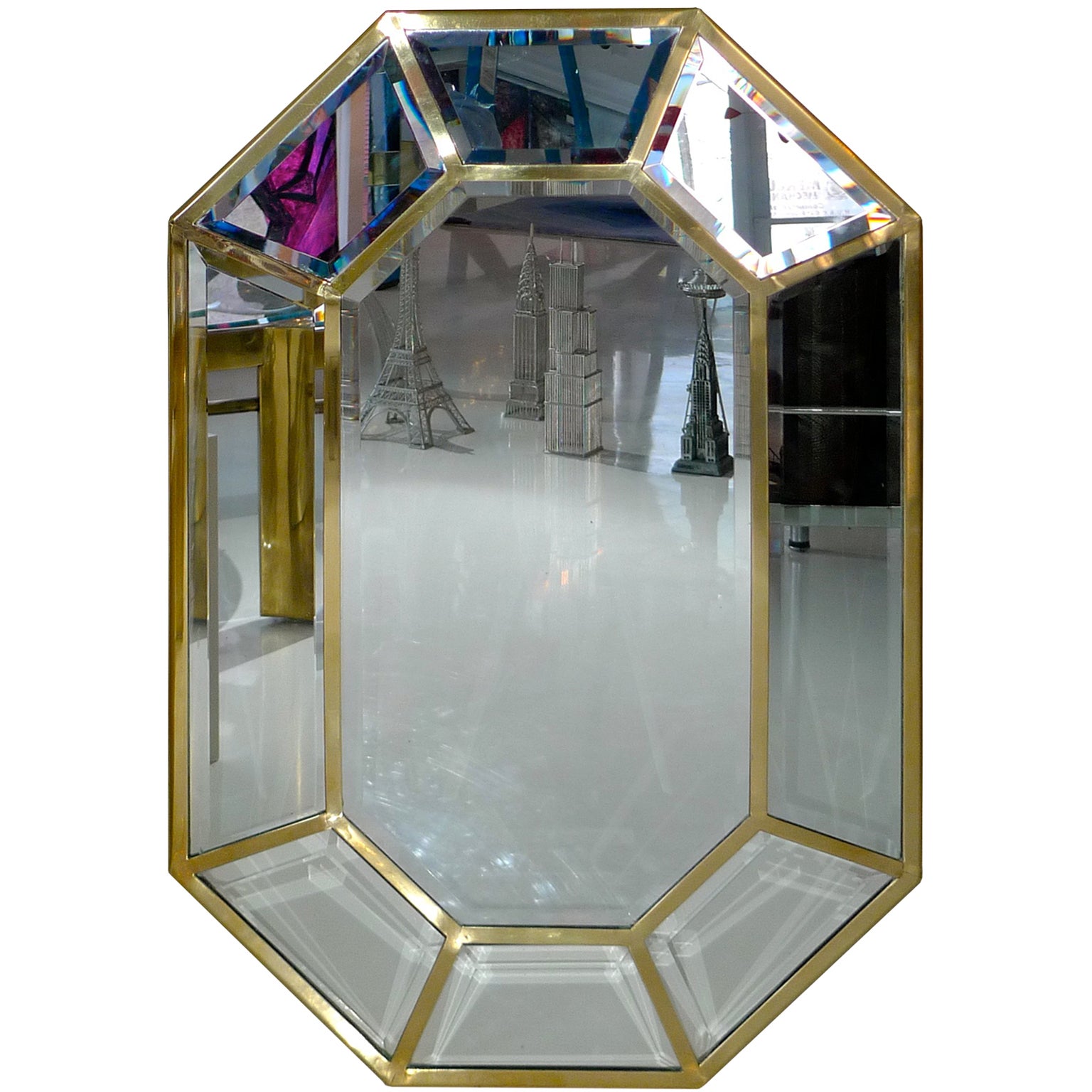 Italian Brass Octagonal Mirror at 1stDibs